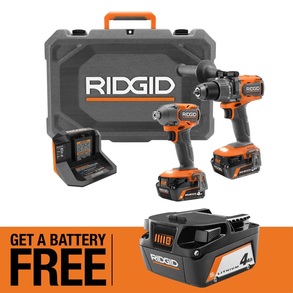 RIDGID 18V Brushless 2-Tool Combo Kit with 6.0 Ah and 4.0 Ah MAX Outpu ...