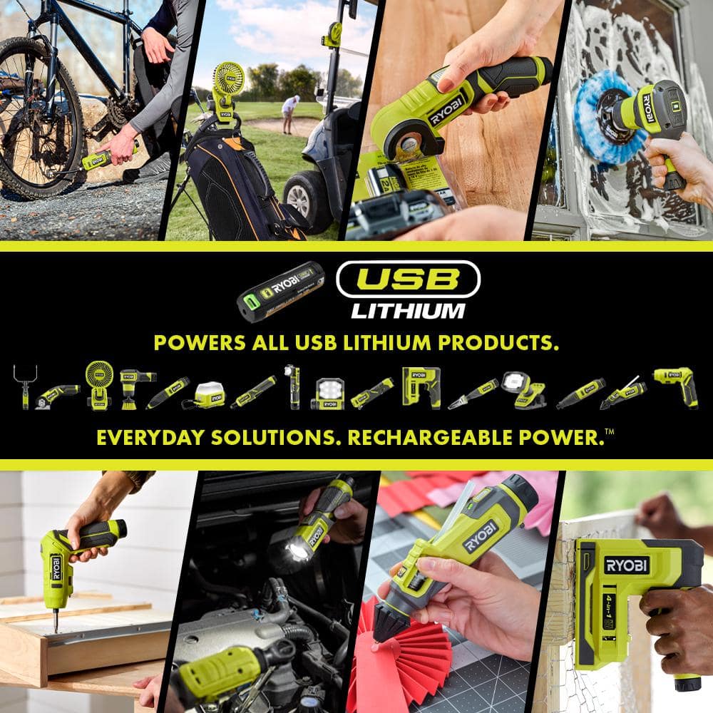 RYOBI USB Lithium 3/8 in. Ratchet Kit with 2.0 Ah Battery and USB Char ...