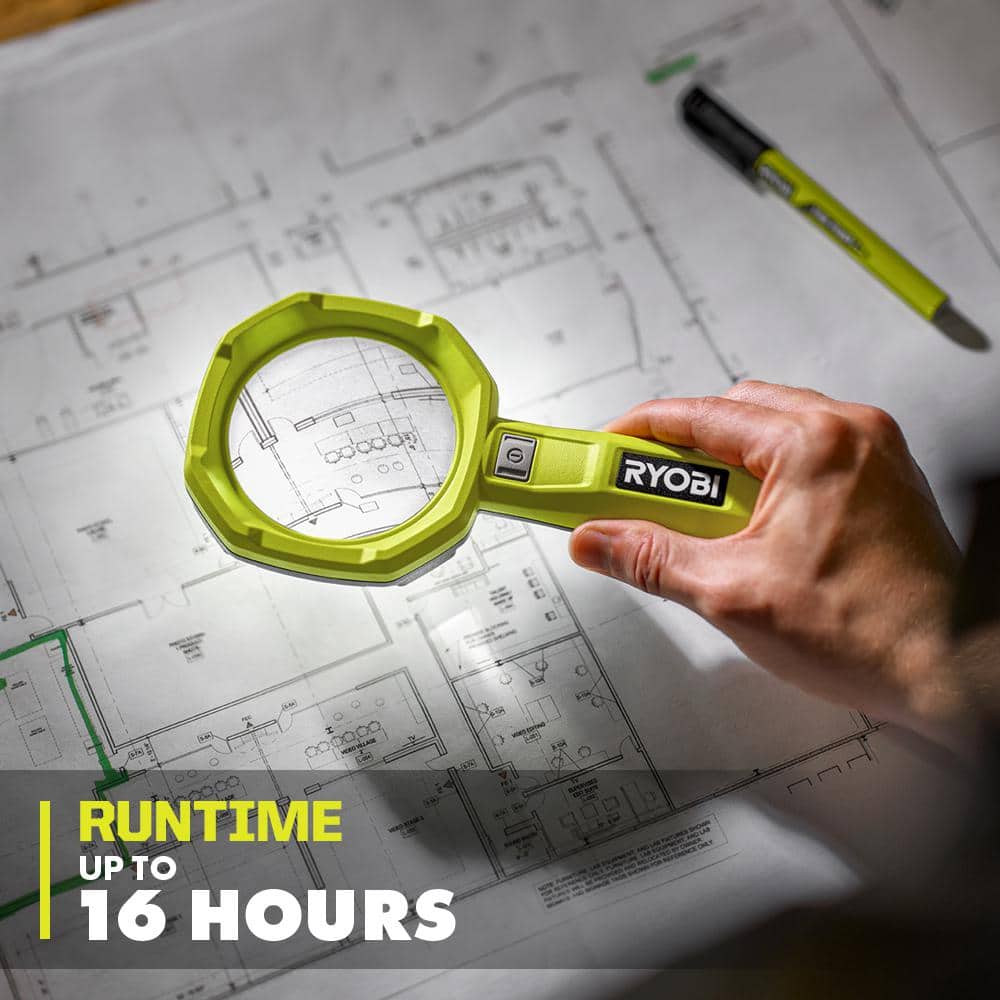 RYOBI USB Lithium 200 Lumens Magnifying Light Kit with 2.0 Ah Battery ...