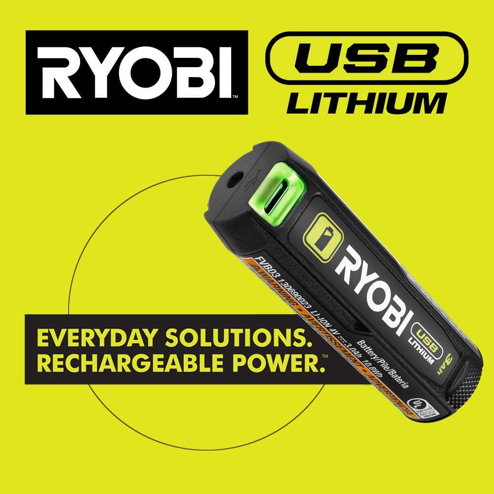 RYOBI USB Lithium 200 Lumens Magnifying Light Kit with 2.0 Ah Battery ...