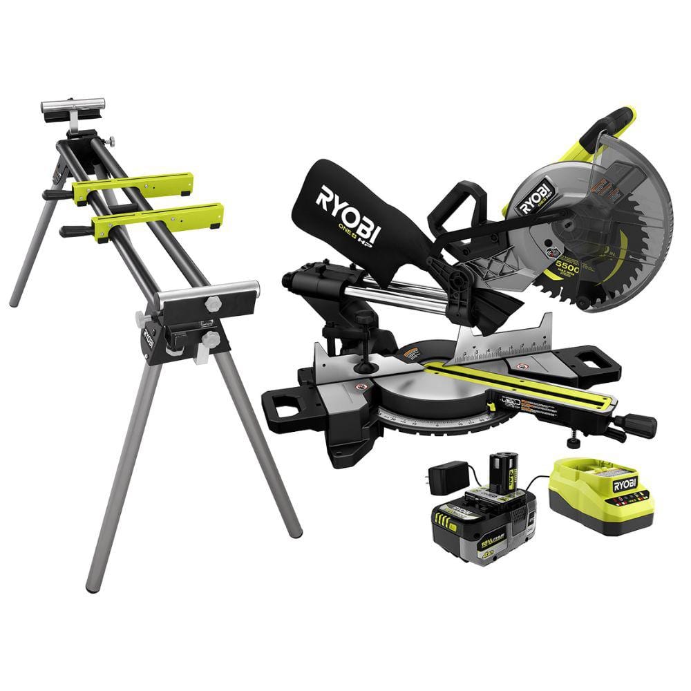 RYOBI ONE+ HP 18V Brushless Cordless 10 in. Sliding Compound Miter Saw ...