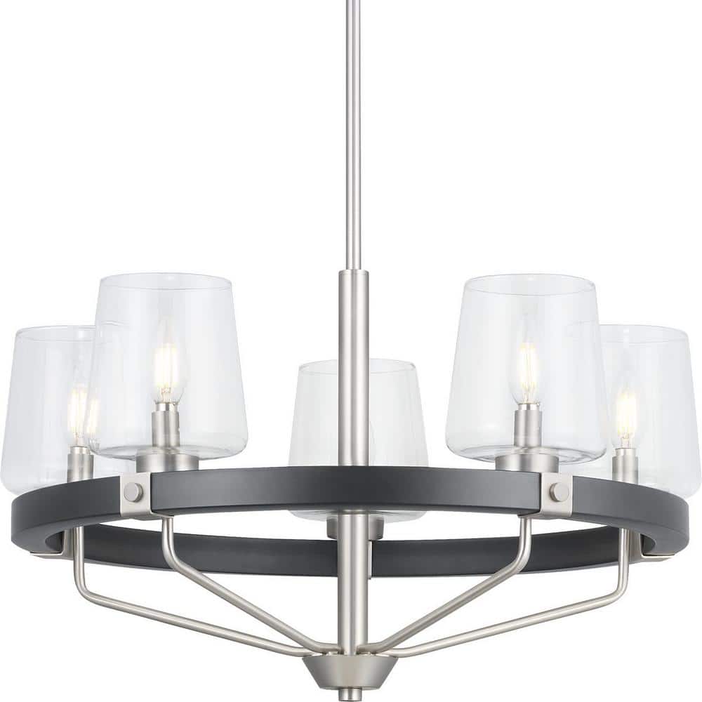 Progress Lighting Estella 5-Light Satin Nickel Chandelier with Matte B ...