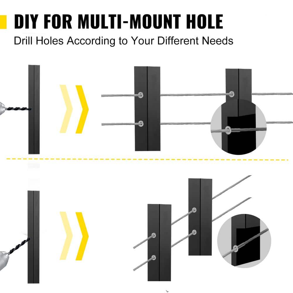 SKYSHALO Cable Rail Post Level Deck Stair Post 36 x 1.5 x 1.5 in. Cabl ...
