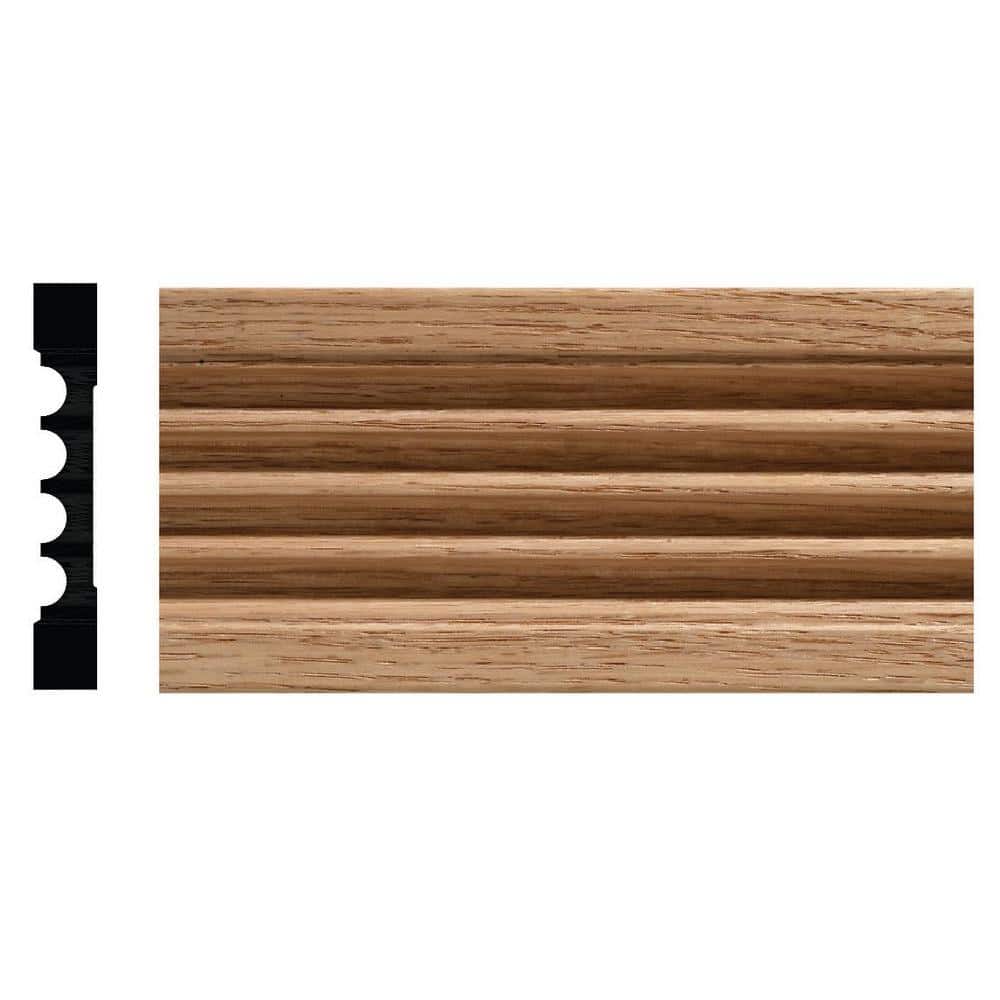 Ornamental Mouldings 15/32 in. x 3 in. x 84 in. Red Oak Fluted Casing ...