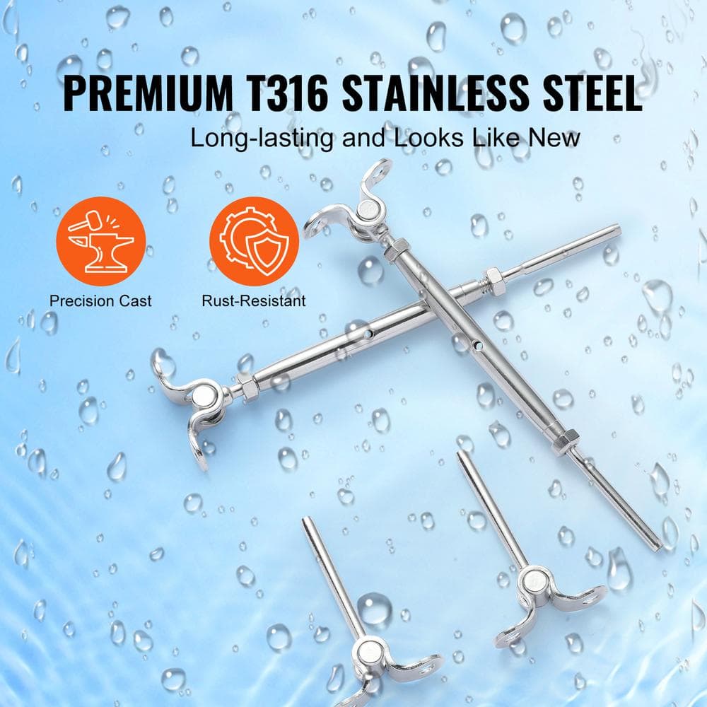 VEVOR T316 Stainless Steel Adjustable Angle 1/8 in. Cable Railing Kit ...