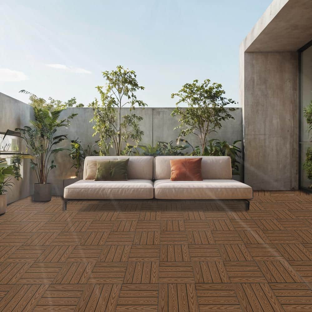 WRIGHTMASTER 0.98ft. x 0.98ft. Wood & Plastic Composite Interlocking D ...
