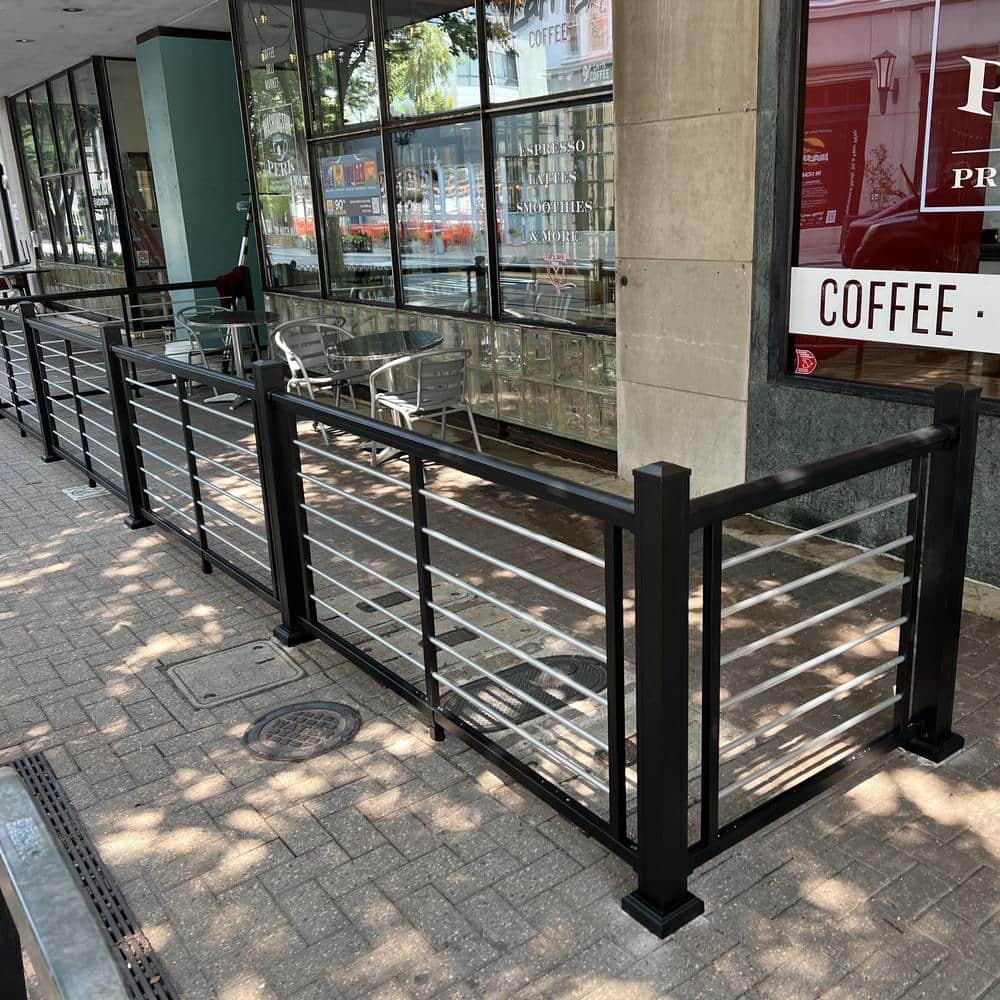 Weatherables Cornell 36 in. H x 96 in. W Textured Black and Silver Hor ...