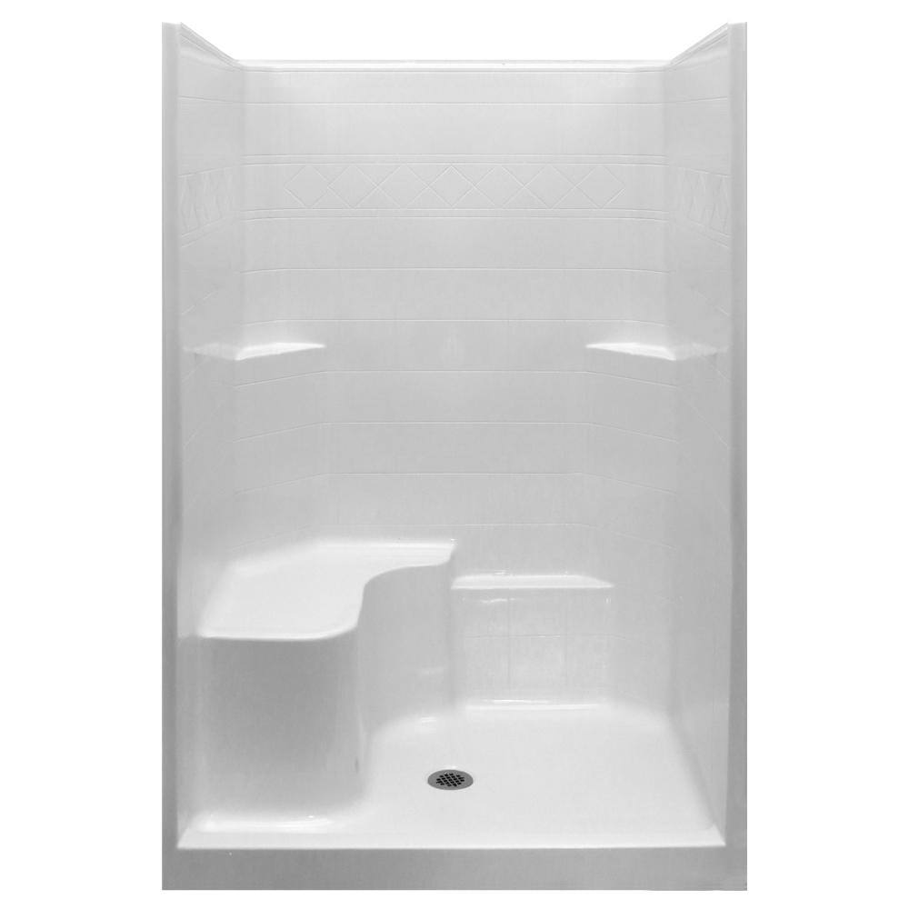 Standard 37 in. x 48 in. x 80 in. 1-Piece Low Threshold Shower Stall i ...