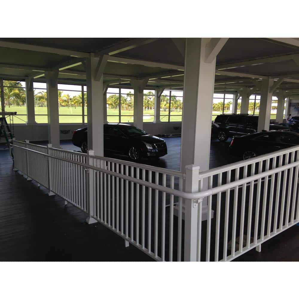 EZ Handrail 1.9 in. Aluminum Round ADA Handrail White 90 Degree Radius ...