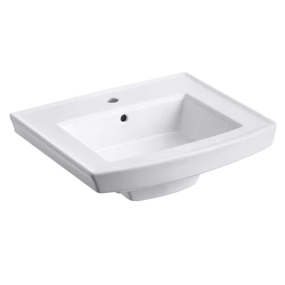 KOHLER Archer 24 In. Vitreous China Pedestal Sink Basin Only in White ...