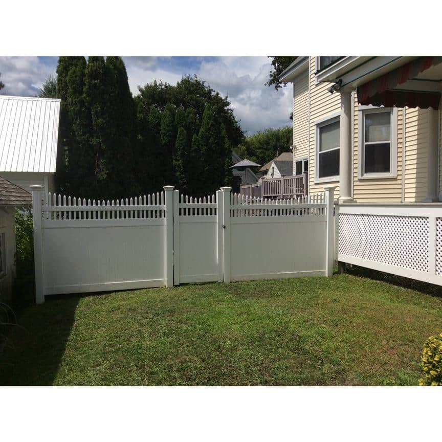 Weatherables Halifax 3.7 ft. W x 5 ft. H White Vinyl Privacy Fence Gat ...