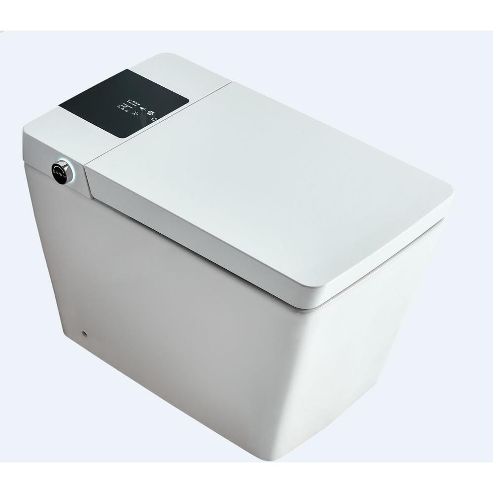 WELLFOR T2 Elongated Bidet Toilet 1.28 GPF White with Nightlight and L ...