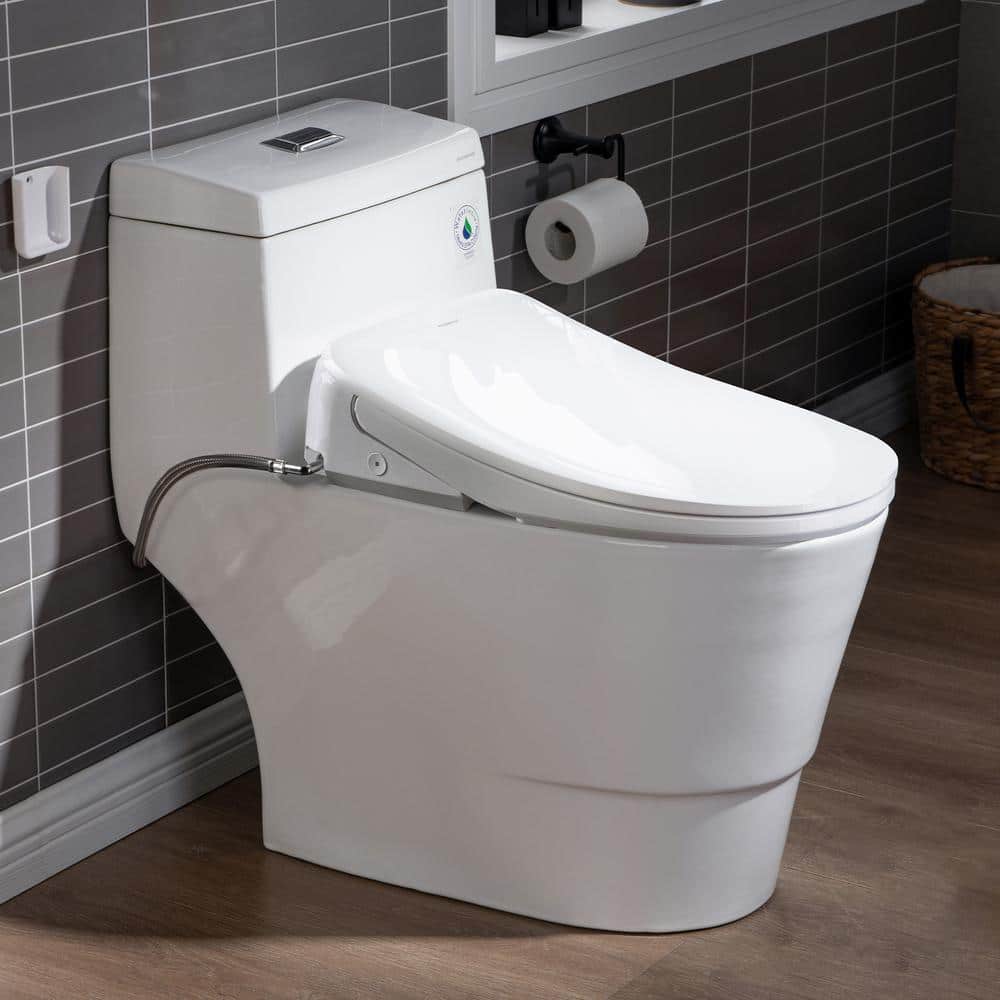 WOODBRIDGE HT0078 Elongated Bidet Toilet, 1.27 GPF in White with Adjus ...