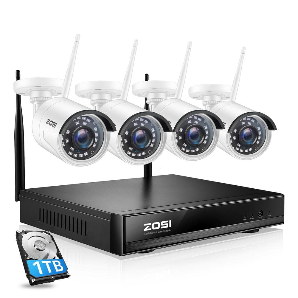 ZOSI 8-Channel 3MP 2K 1TB Hard Drive NVR Security Camera System with 4 ...